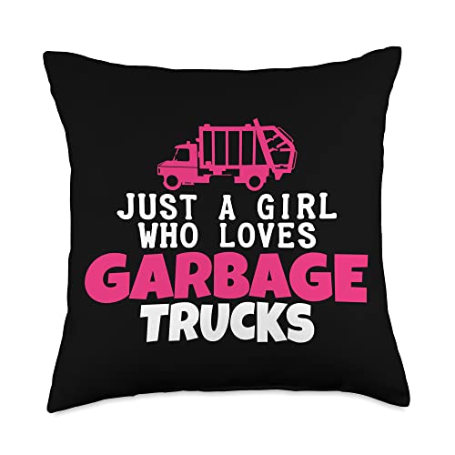 Garbage Truck RCV Waste Disposal Motifs Just Loves Garbage Trucks Girls RCV Throw Pillow, 18x18, Multicolor