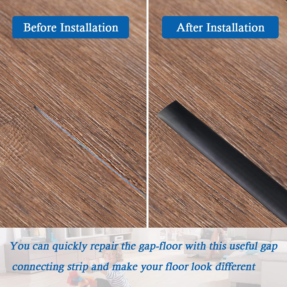 Floor Transition Strip Floor Cover Strips Self Adhesive Flooring Transitions Laminate Floor Strip 1.57" Wide Vinyl Floor Flat Divider Strip (4cm, 10Ft, Black)