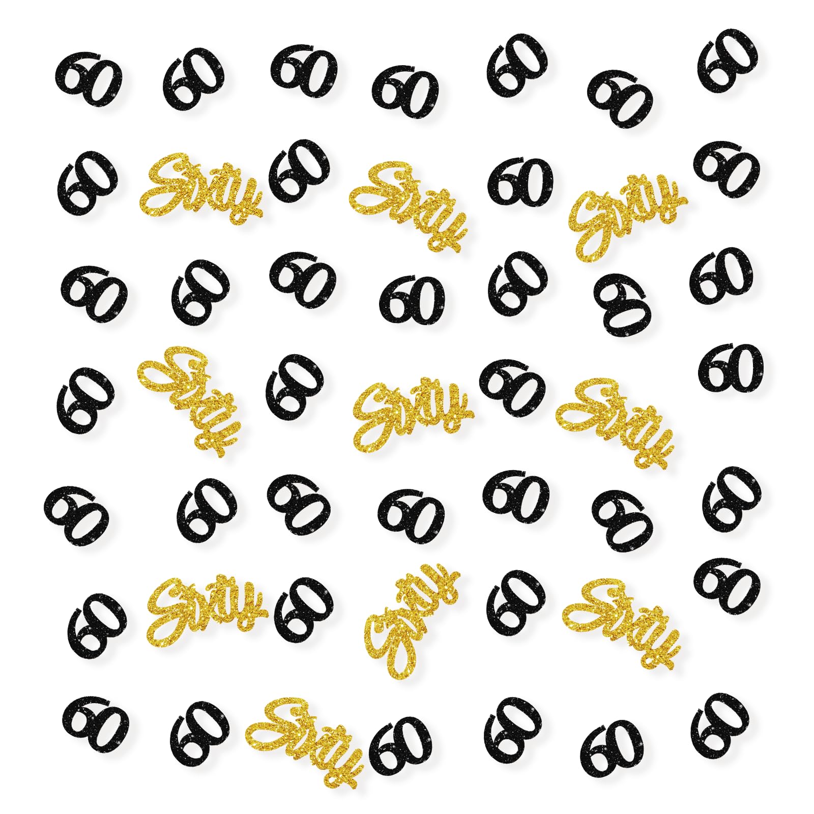 Set of 100 Happy 60th Birthday Confetti, Gold Glitter Sixty Paper Scatter, 60th Birthay Party Decorations, 60 Smash Cake Decor, Happy 60th Anniversary Party Decor