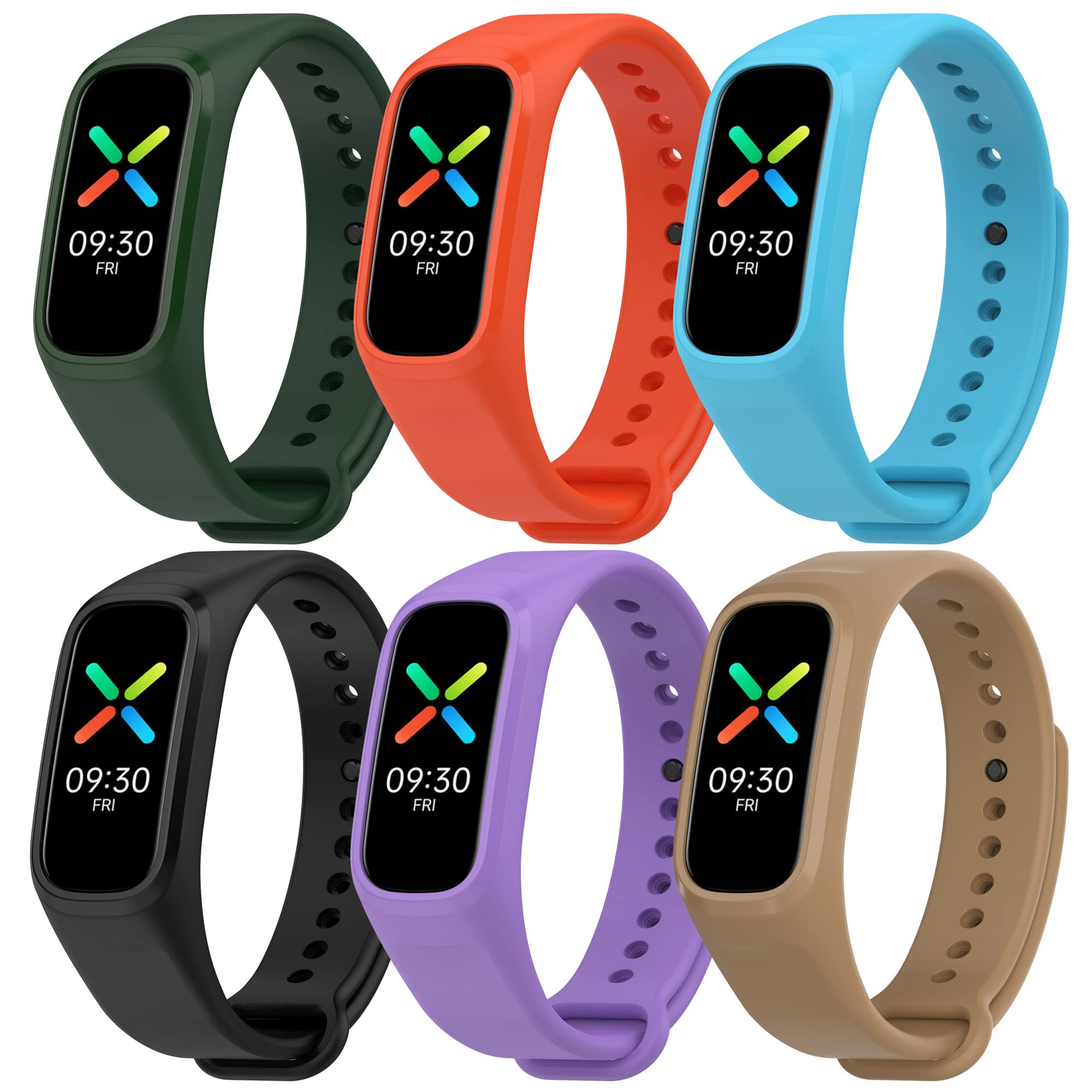FitTurn Compatible with Oppo band & OnePlus band One-piece Strap One Size(5.5-8.7) Unisex Replacement Silicone Colorful Rubber Adjustable Sport Bands Accessories for Oppo & OnePlus Fitness Tracker