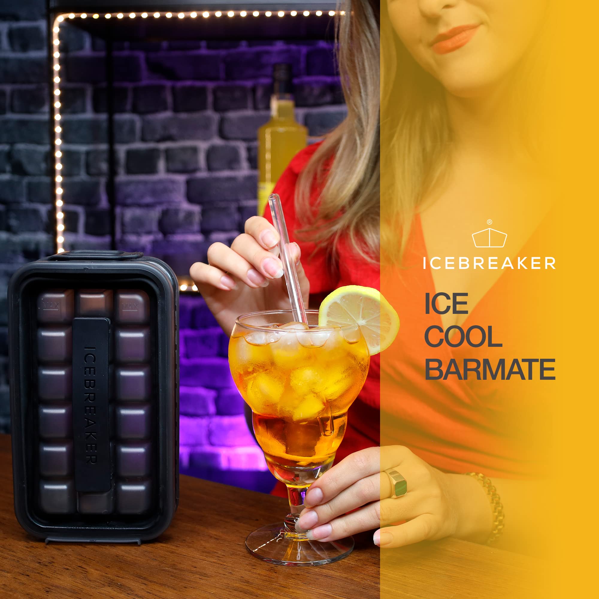 ICEBREAKER POP - 4 IN 1 - DISPENSER - MAKER - BIN - ICE PACK - Make And Serve Ice Without Ever Touching The Ice - The Sanitary Silicone Ice Tray for Freezer With Lid - Ice Cube Tray