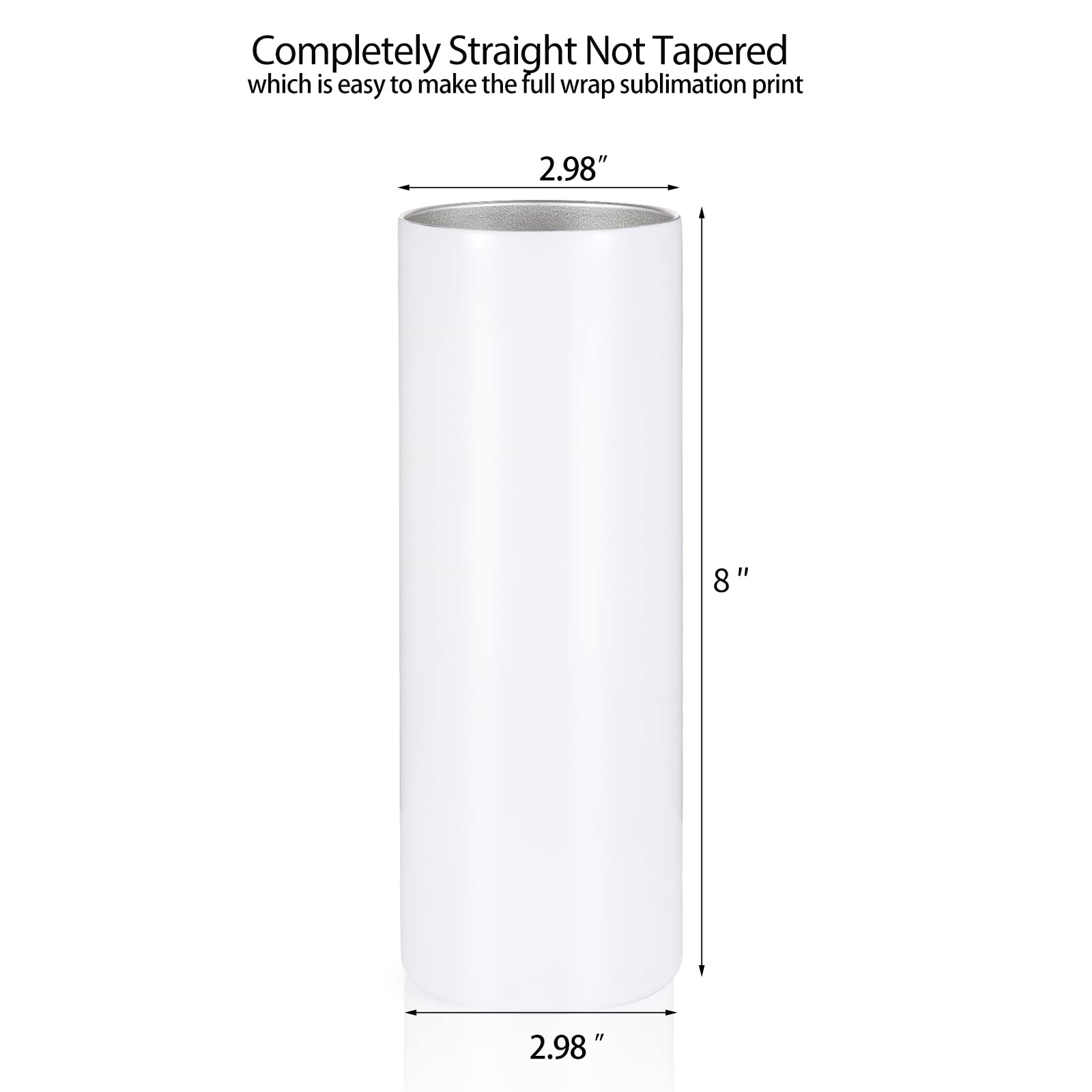WHEATHUSK 24 Pack Sublimation Tumblers Bulk 20oz Blank White Straight Skinny Tumbler Stainless Steel Double Wall Insulated with Lid, Individually Boxed, Polymer Coating for Heat Transfer