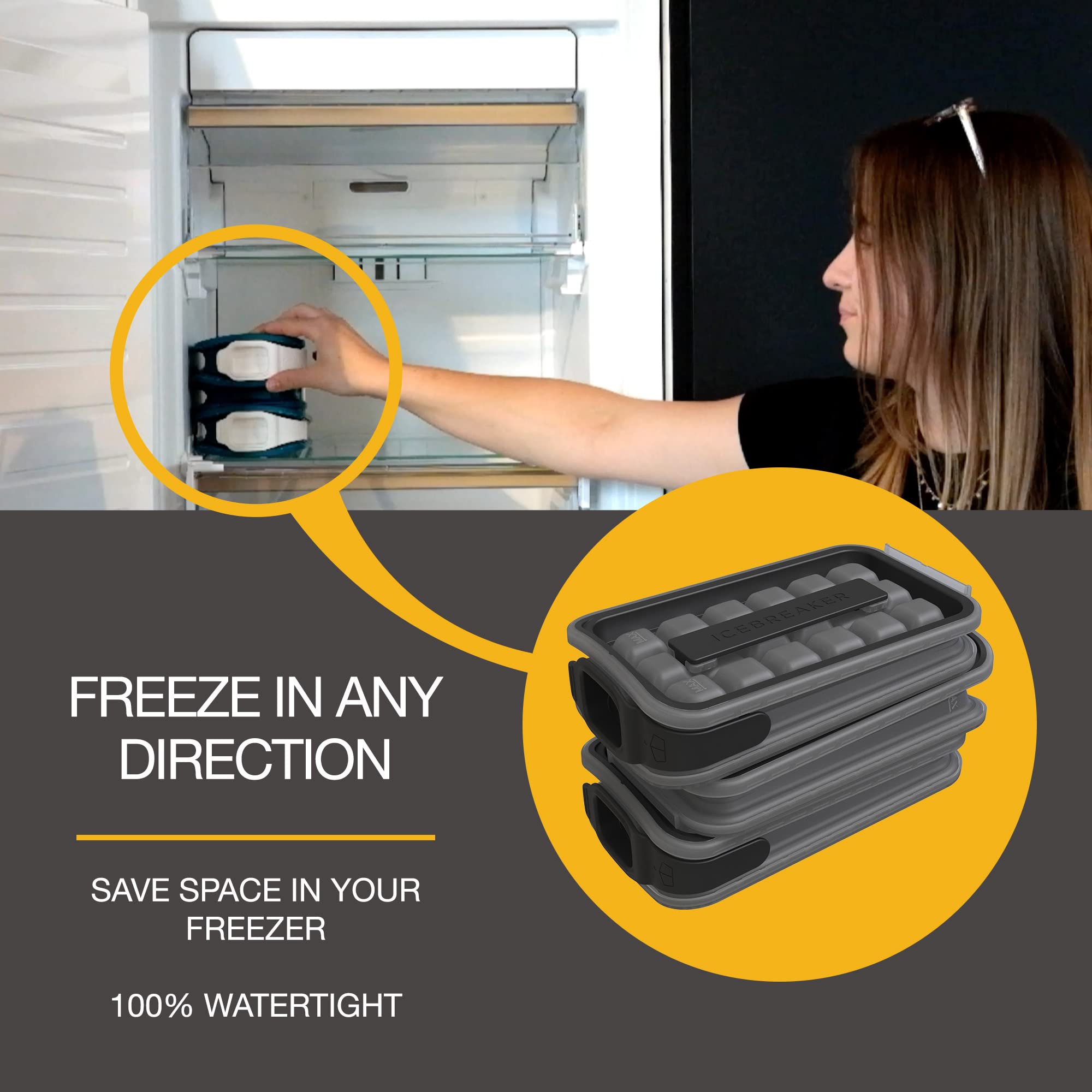 ICEBREAKER POP - 4 IN 1 - DISPENSER - MAKER - BIN - ICE PACK - Make And Serve Ice Without Ever Touching The Ice - The Sanitary Silicone Ice Tray for Freezer With Lid - Ice Cube Tray