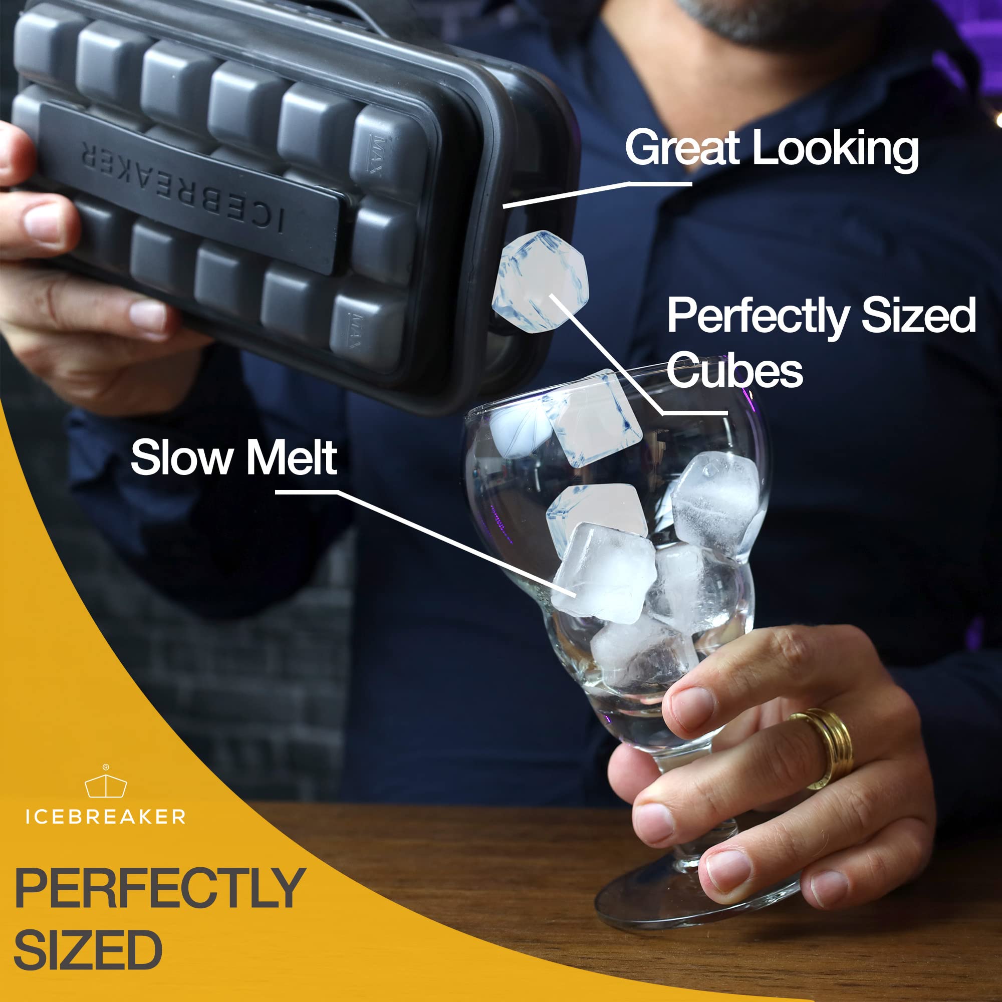 ICEBREAKER POP - 4 IN 1 - DISPENSER - MAKER - BIN - ICE PACK - Make And Serve Ice Without Ever Touching The Ice - The Sanitary Silicone Ice Tray for Freezer With Lid - Ice Cube Tray