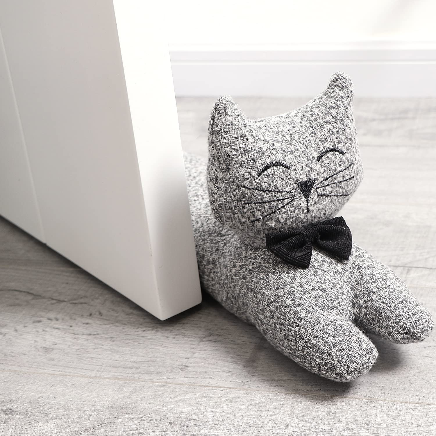 CERAYOU Cat Fabric Under Door Draft Stopper, 3LB Heavy Duty Decorative Soundproof Door Draft Blocker, 34 Inch Animal Energy Saving Draft Guard, Gentleman