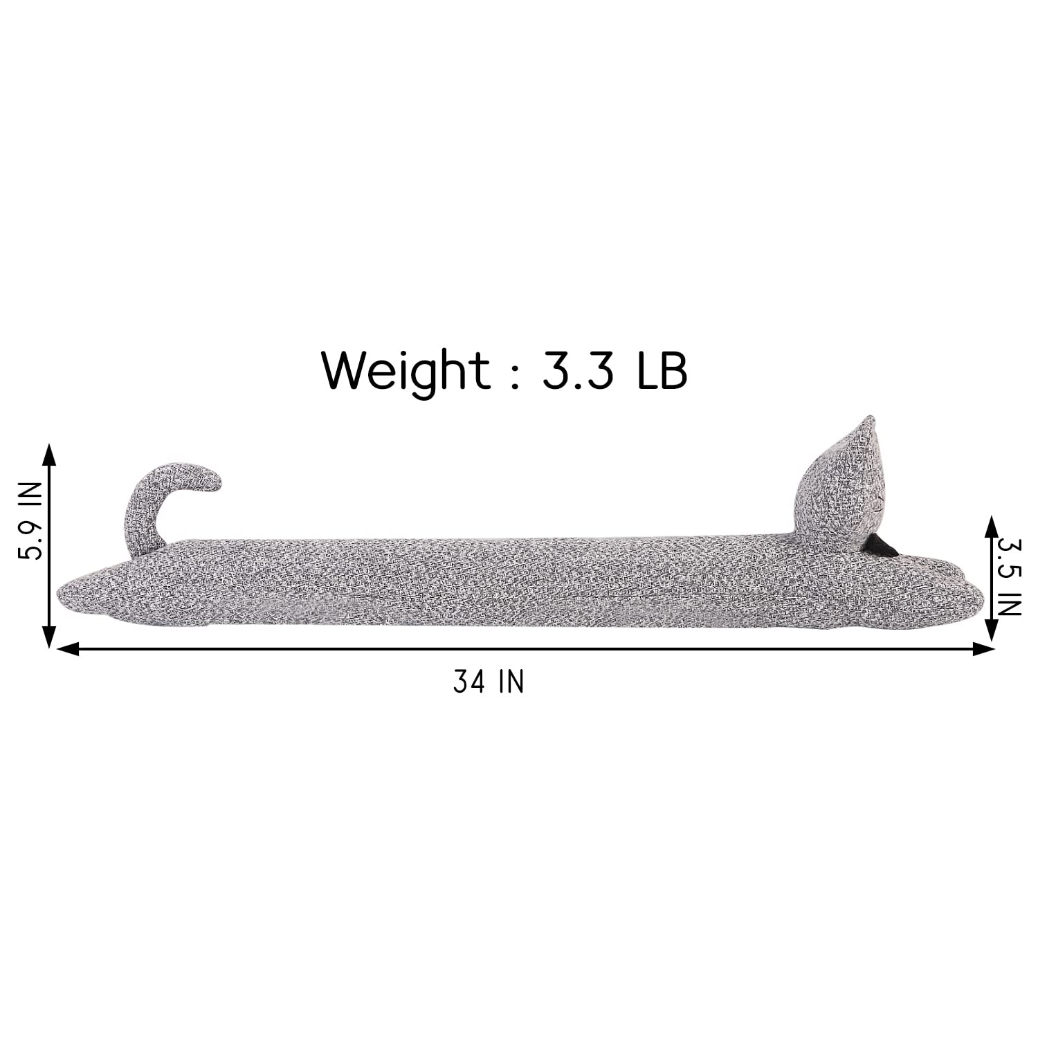 CERAYOU Cat Fabric Under Door Draft Stopper, 3LB Heavy Duty Decorative Soundproof Door Draft Blocker, 34 Inch Animal Energy Saving Draft Guard, Gentleman