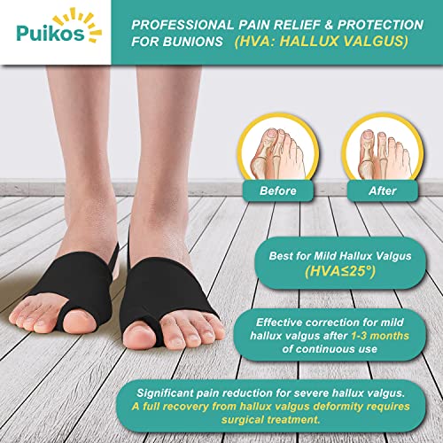 Puikos Bunion Splints Big Toe Straightener Bunion Relief Hallux Valgus Corrector Orthopedic Bunion Corrector Sleeves Splints Socks Woman Man for Flex Up Bunions Joint Hammer Toe (S/ 1Toe, black)