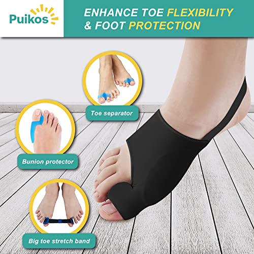Puikos Bunion Splints Big Toe Straightener Bunion Relief Hallux Valgus Corrector Orthopedic Bunion Corrector Sleeves Splints Socks Woman Man for Flex Up Bunions Joint Hammer Toe (S/ 1Toe, black)
