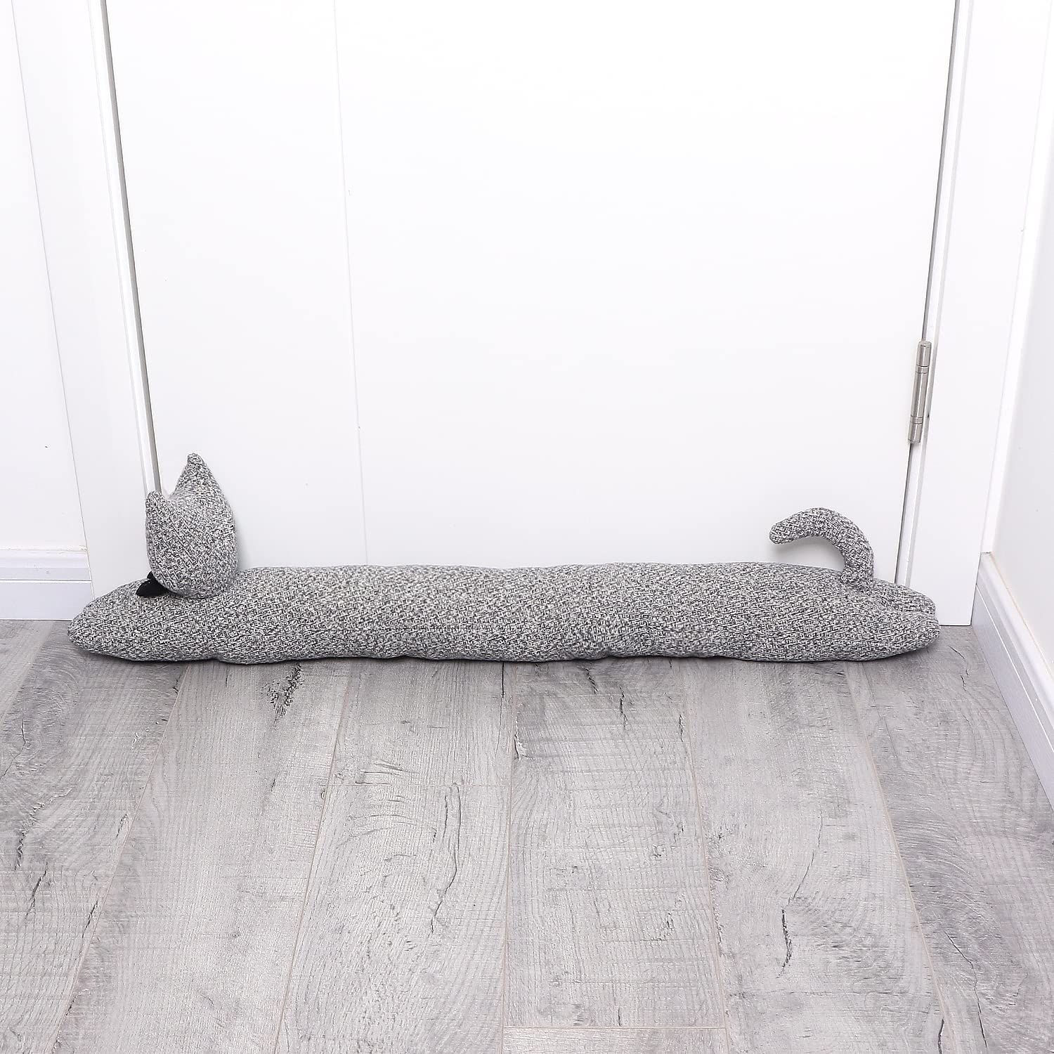 CERAYOU Cat Fabric Under Door Draft Stopper, 3LB Heavy Duty Decorative Soundproof Door Draft Blocker, 34 Inch Animal Energy Saving Draft Guard, Gentleman