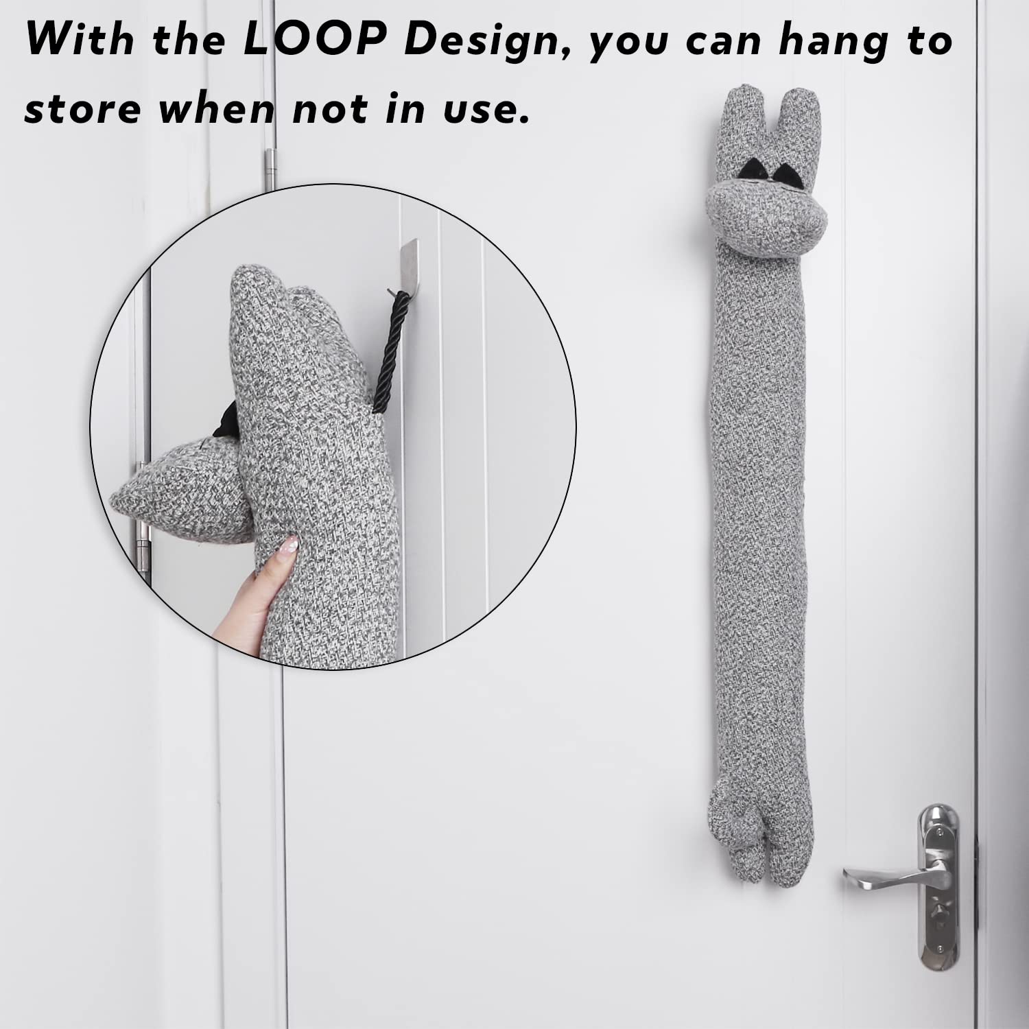 CERAYOU Cat Fabric Under Door Draft Stopper, 3LB Heavy Duty Decorative Soundproof Door Draft Blocker, 34 Inch Animal Energy Saving Draft Guard, Gentleman