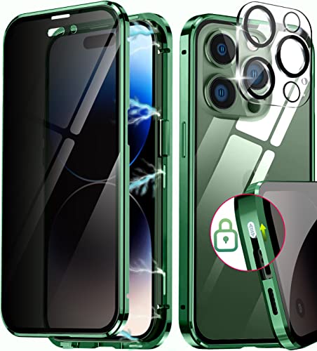 [2023 New Safety Lock+Camera Protector] Magnetic Case for iPhone 13 Pro Max,[100% Screen Sensitivity ][Anti-Peeping Screen Protector] Double Sided 9H Glass Privacy Case for iPhone 13 Pro Max