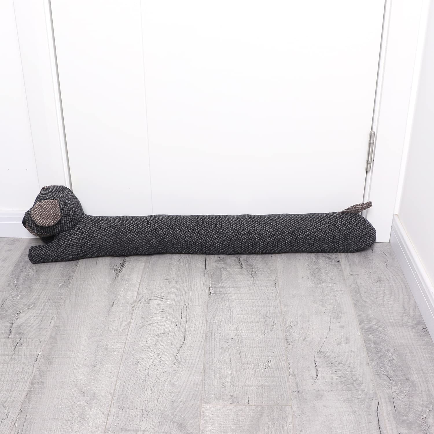 CERAYOU Dog Fabric Under Door Draft Stopper, 3LB Heavy Duty Decorative Soundproof Door Draft Blocker, 34 Inch Animal Energy Saving Draft Guard, Dark Grey