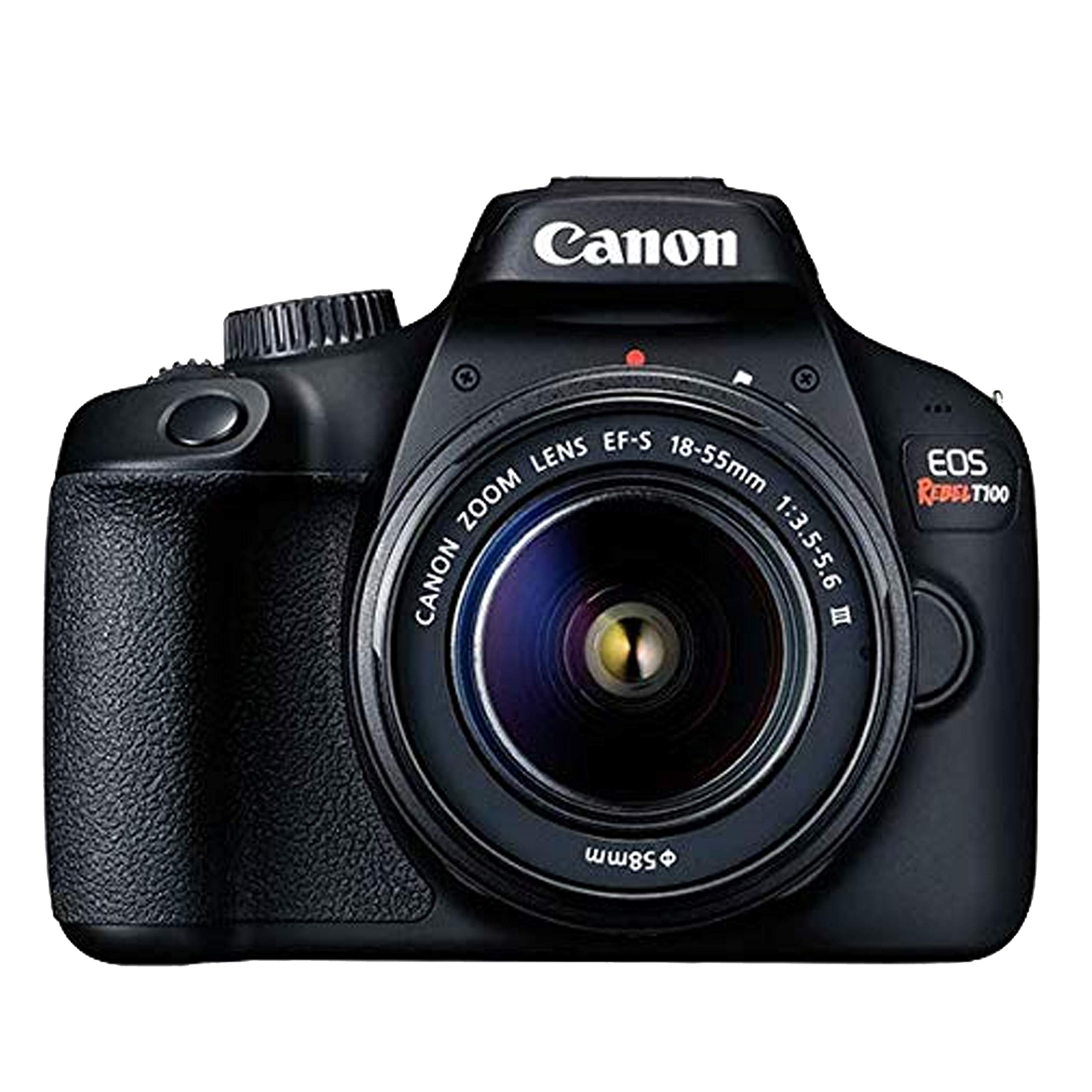 Canon EOS Rebel T100 DSLR Camera w/Canon EF-S 18-55mm F/3.5-5.6 III Zoom Lens + 32GB SD Card + More (Renewed)