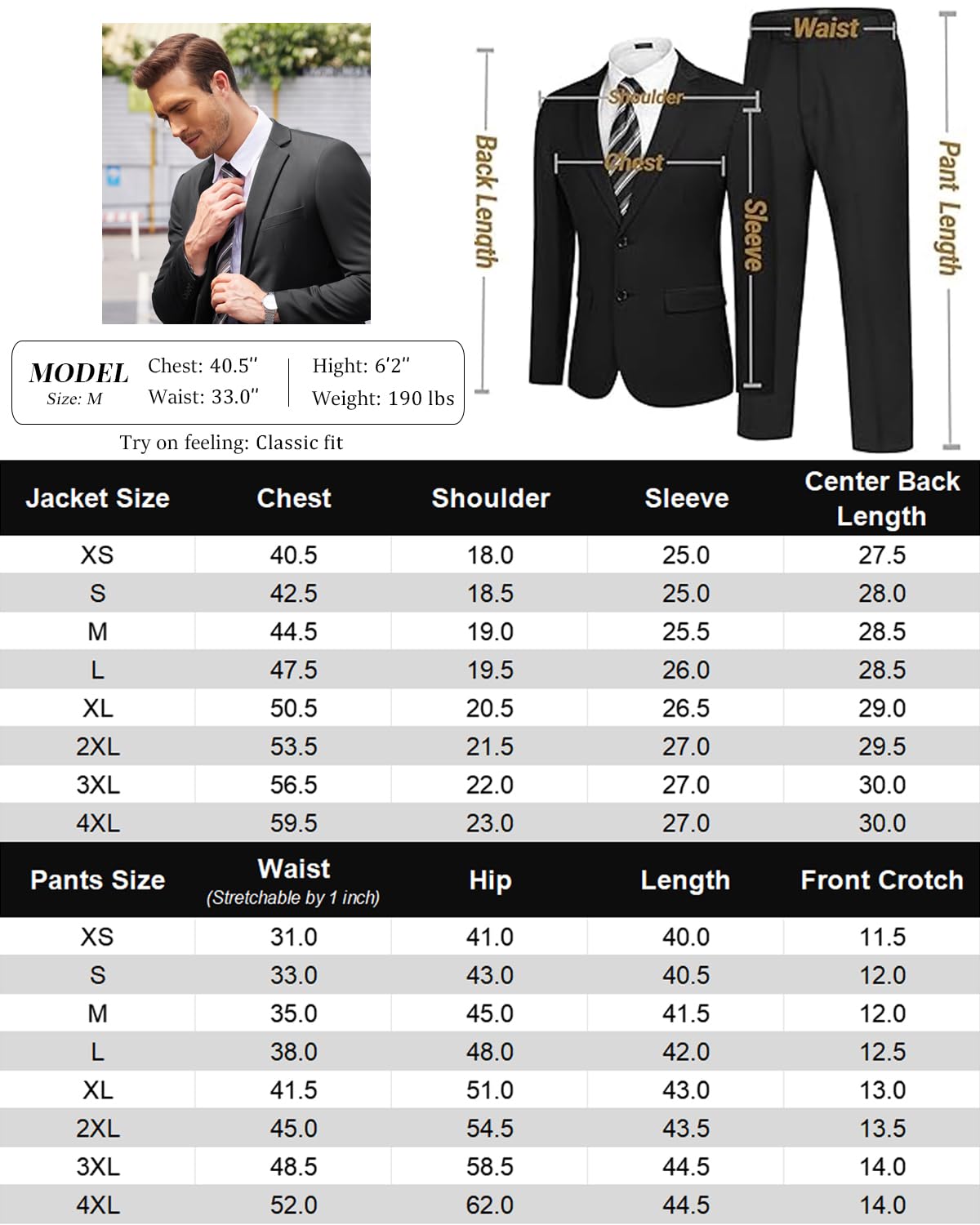 COOFANDY Men's 2 Piece Suits Classic Fit 2 Button Dress Suits Tuxedo Jacket Blazer for Wedding Business Dinner Prom