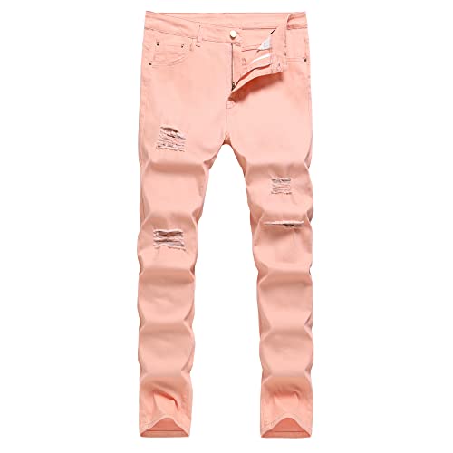 WULFUL Men's Ripped Jeans Slim Fit Skinny Stretch Comfy Denim Jeans Pants