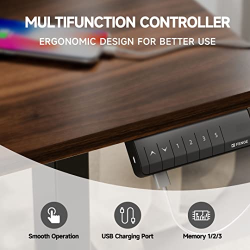Fenge Standing Desk,55x24 Inches Electric Height Adjustable Stand up Desk,2 Tier Sit Stand Home Office Desk,Memory Computer Standing Table Ergonomic Workstation