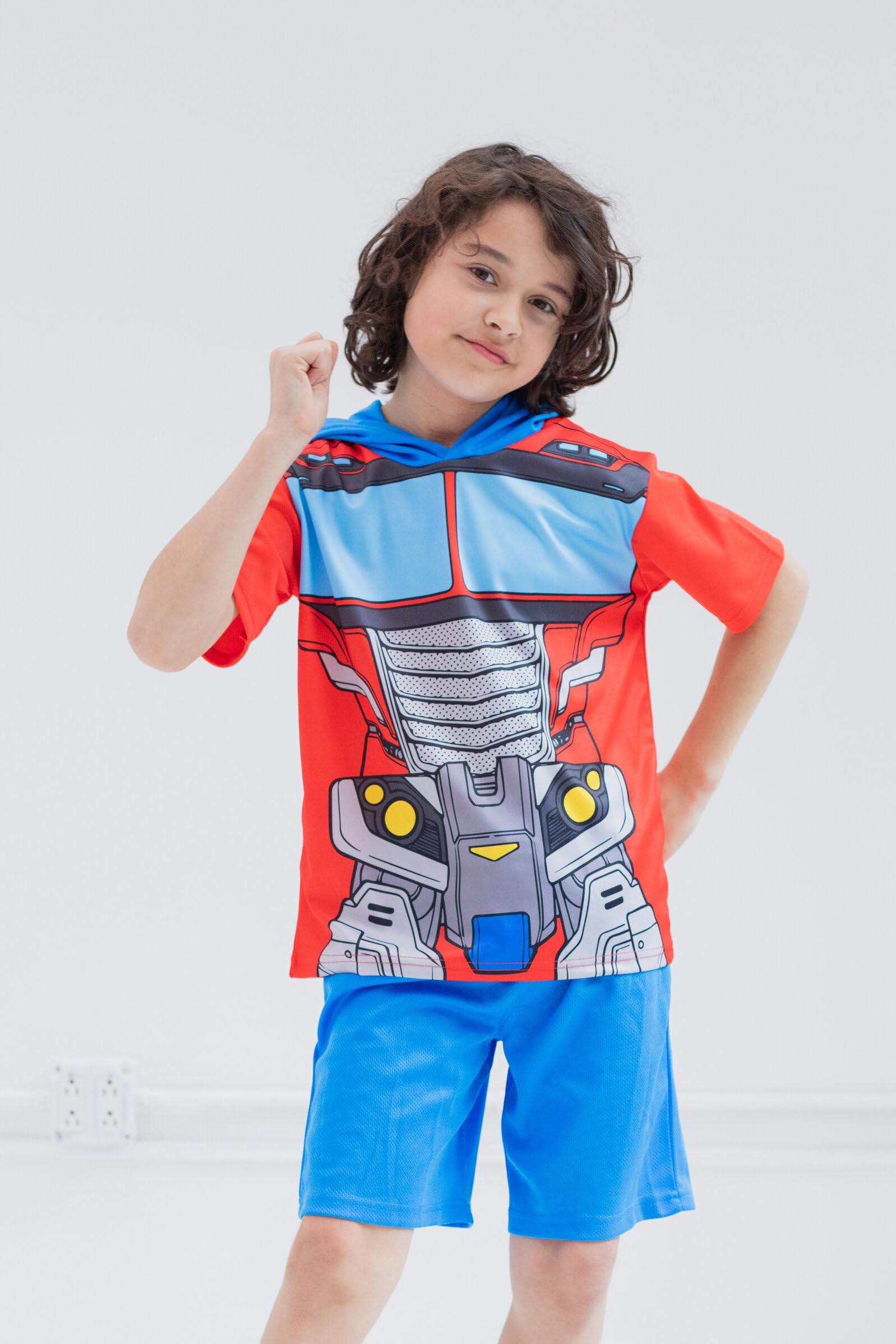 Transformers Optimus Prime Little Boys Athletic Graphic T-Shirt Mesh Shorts Blue/Red 7-8