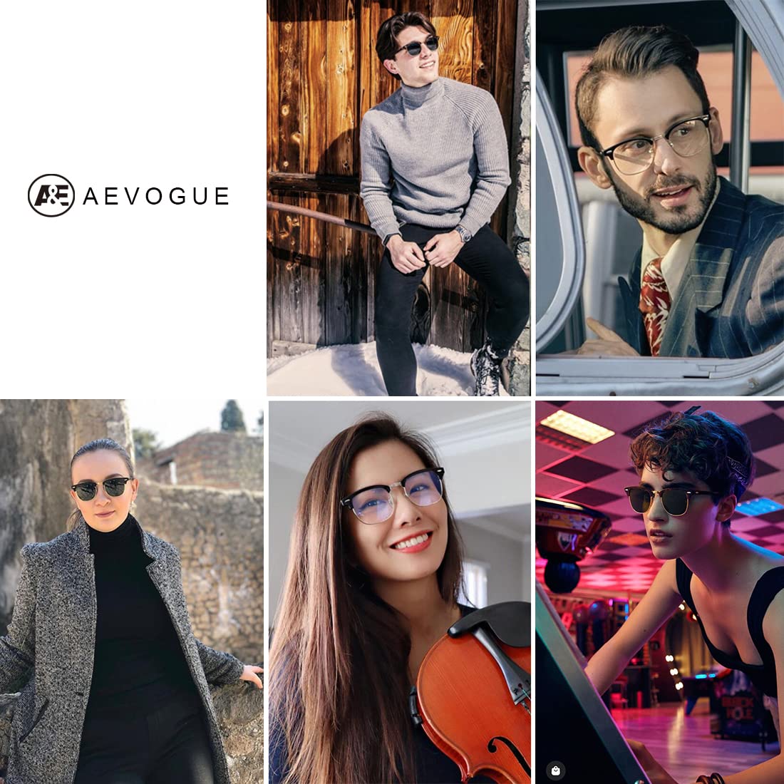 AEVOGUE Polarized Sunglasses For Women And Men Semi Rimless Frame Retro Sun Glasses AE0369 (Matte Tortoiseshell Green Lens&Transparent Brown Blue)