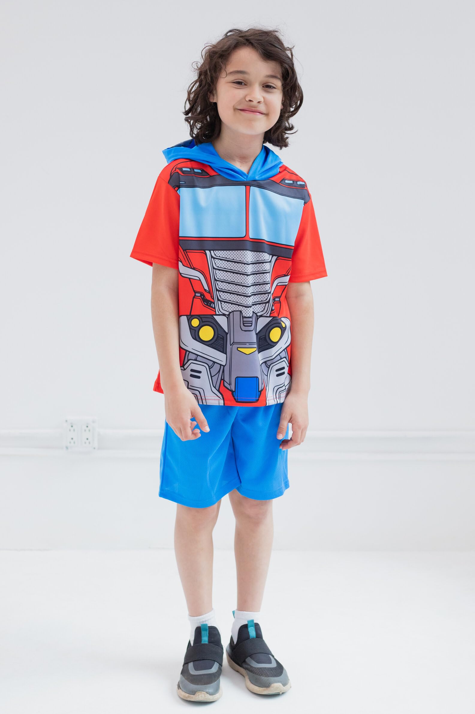 Transformers Optimus Prime Little Boys Athletic Graphic T-Shirt Mesh Shorts Blue/Red 7-8