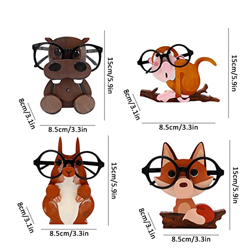 Cute Creative Animal Glasses Holder, Wooden Animal Shaped Glasses Frame, Fun Eyeglass Holder Display Stands, Pet Glasses Stand Home Office Desktop Decor, Handmade Corgi Glasses Stand (Hippopotamus)