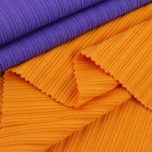 Fabric by The Yard for Sewing DIY,Solid Color Ribbed Stretch Knitted Fabric, Fashion Clothing Knitted Fabric(1 Yard (L) x 55" (W))