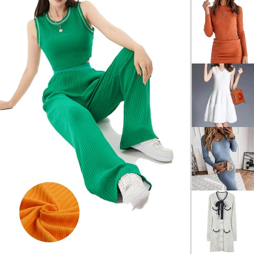 Fabric by The Yard for Sewing DIY,Solid Color Ribbed Stretch Knitted Fabric, Fashion Clothing Knitted Fabric(1 Yard (L) x 55" (W))