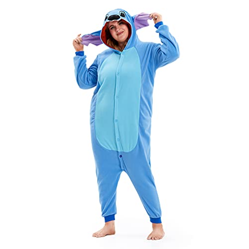 ZEALOVE Unisex Adult Stitch Onesie Animal Pajamas Halloween Cosplay Costumes Party Wear X-Large, Blue
