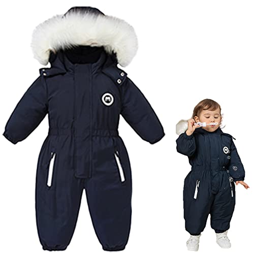 AIKSSOO Kids Baby One Piece Snowsuits Overalls Ski Suits Jackets Coats Jumpsuits Winter Outdoor Snowboarding Dark Blue