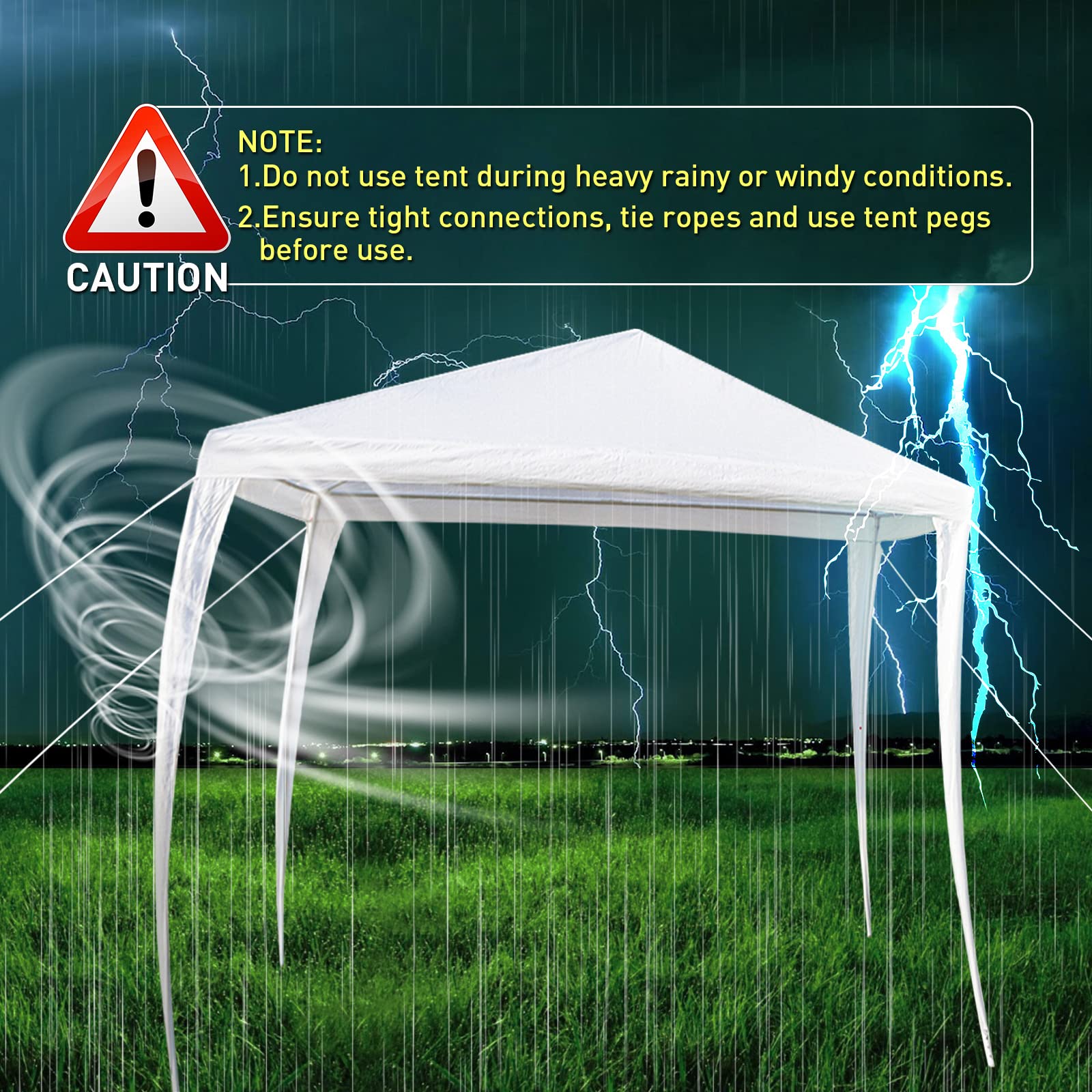 10' x 10' Outdoor Canopy Tent, White Party Tent with Spiral Tube, Wedding Patio Gazebo with Dressed Legs, Small Waterproof Tent for Barbecue, Camping