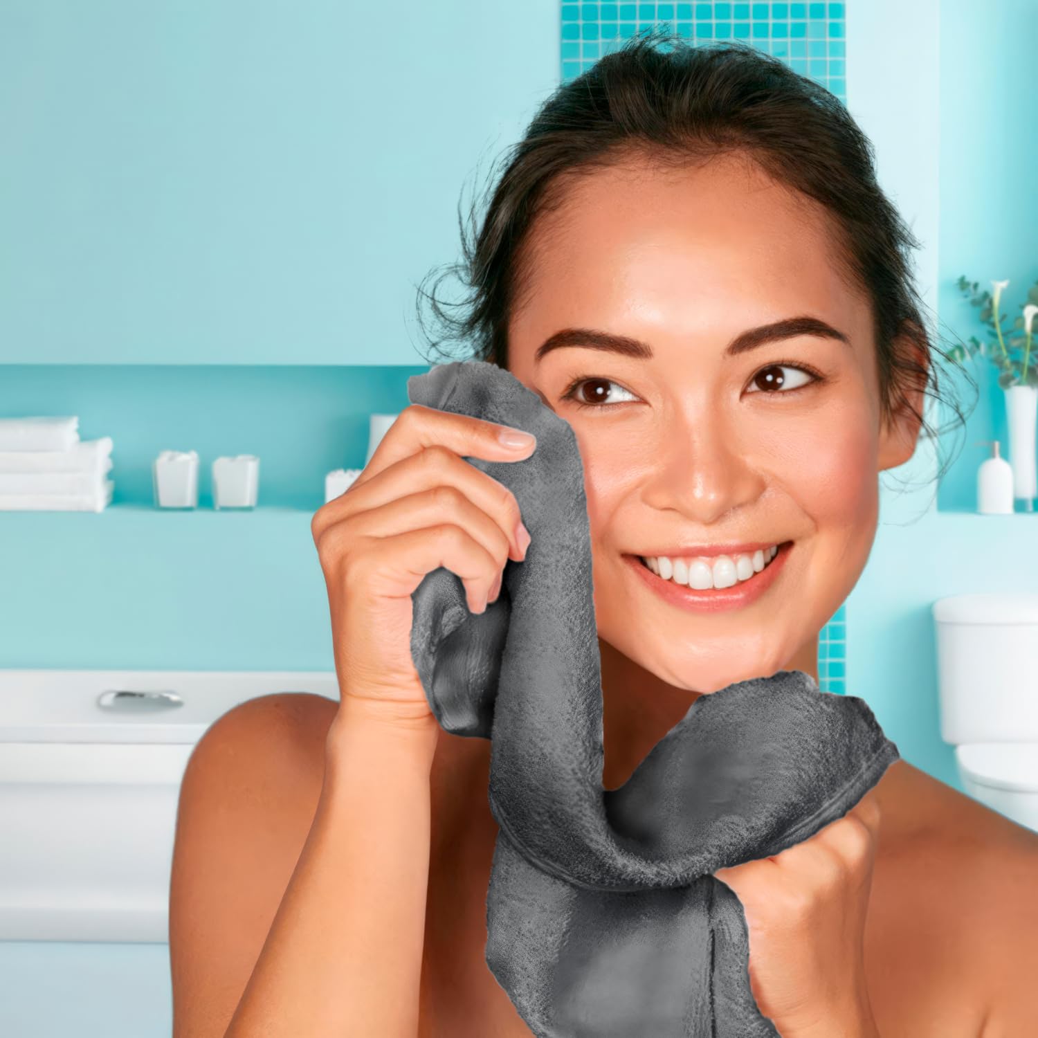 White Classic Wealuxe Grey Washcloths for Body and Face Towel, Cotton Wash Cloths Bulk 48 Pack, Wash Clothes 12x12 Inch, Soft Absorbent Gym Towels