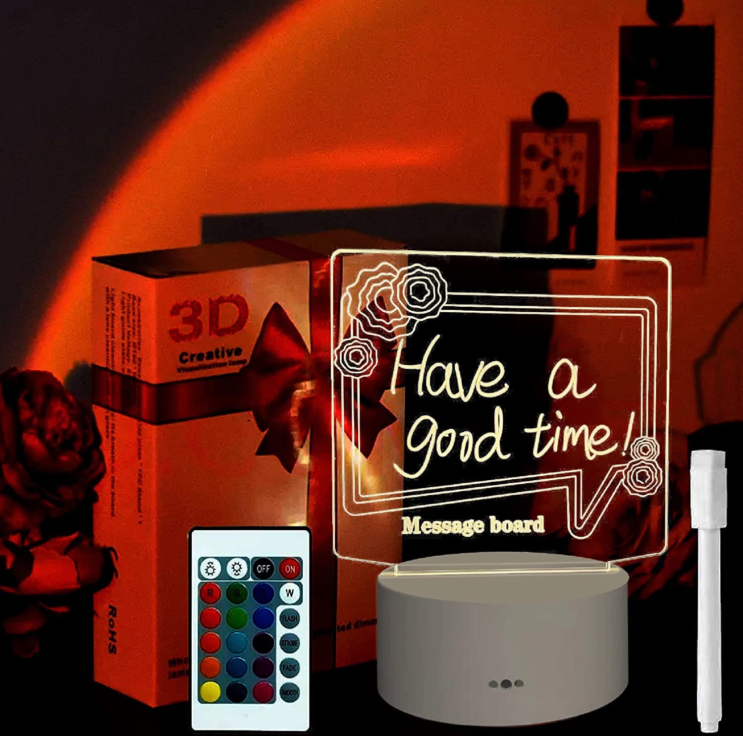 Gifts for Adults Kids, Personalized DIY Message Board Night Light,USB Powered Table Lamp with Erasable Pen and Remote Control, Office Room Desktop Decoration, Gifts for Wedding Anniversary Birthdays
