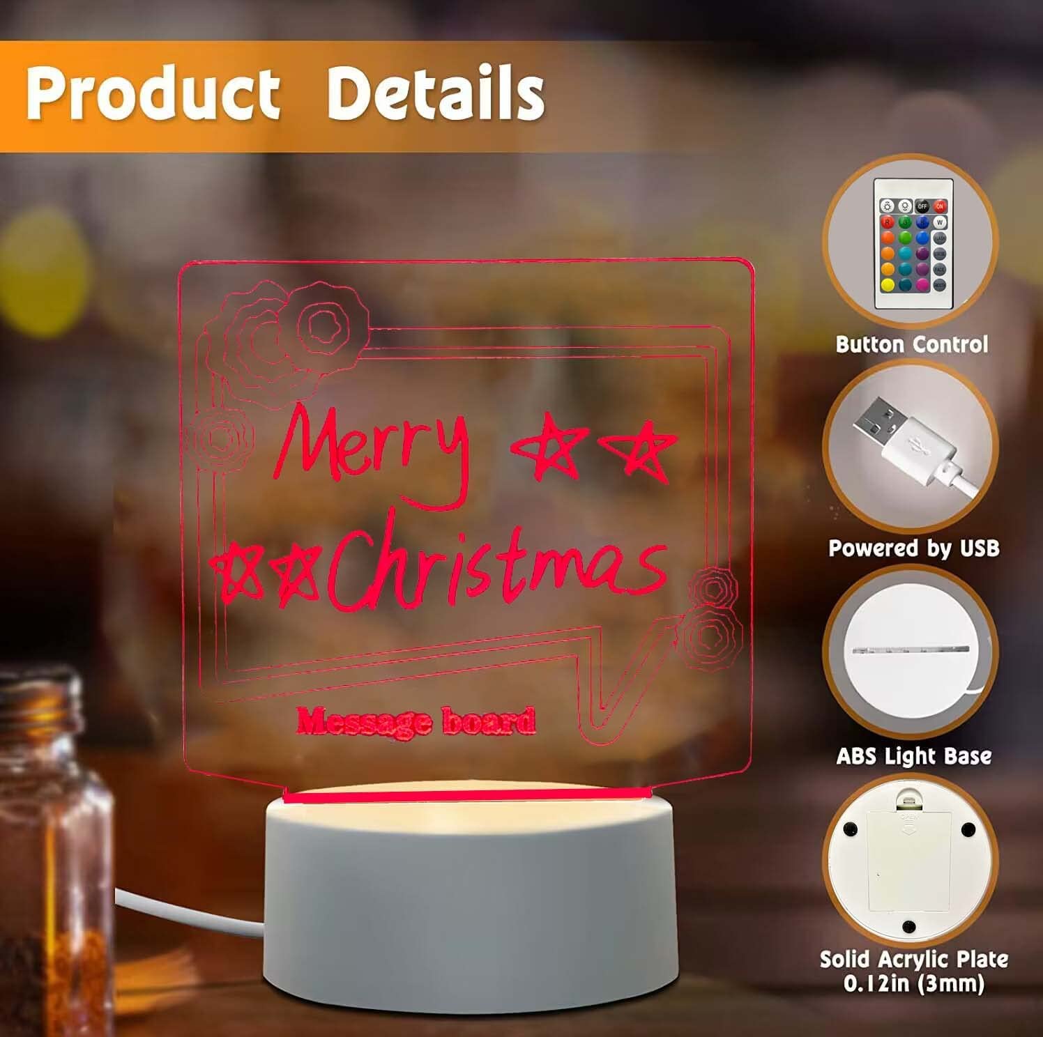 Gifts for Adults Kids, Personalized DIY Message Board Night Light,USB Powered Table Lamp with Erasable Pen and Remote Control, Office Room Desktop Decoration, Gifts for Wedding Anniversary Birthdays