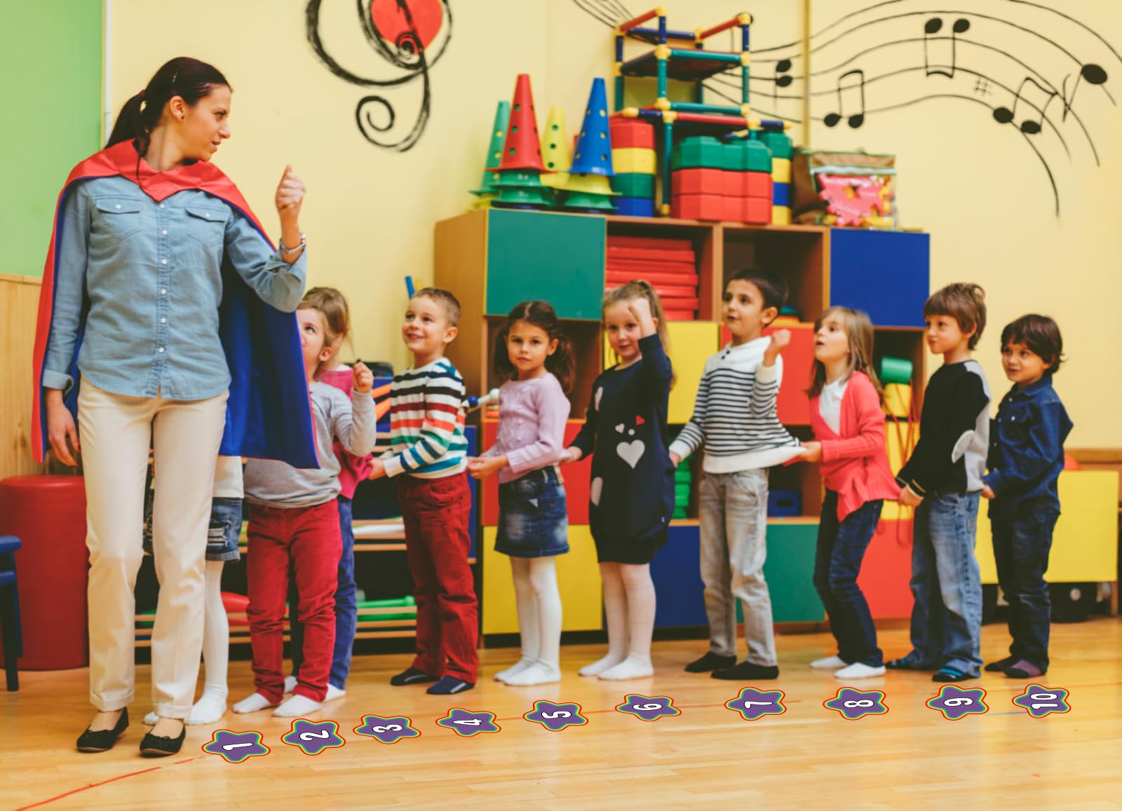 WaaHome Line Up Spots for Classroom Floor - 36pcs 4" Removable Vinyl Dots Number Stickers - Teacher Supplies and Decorations