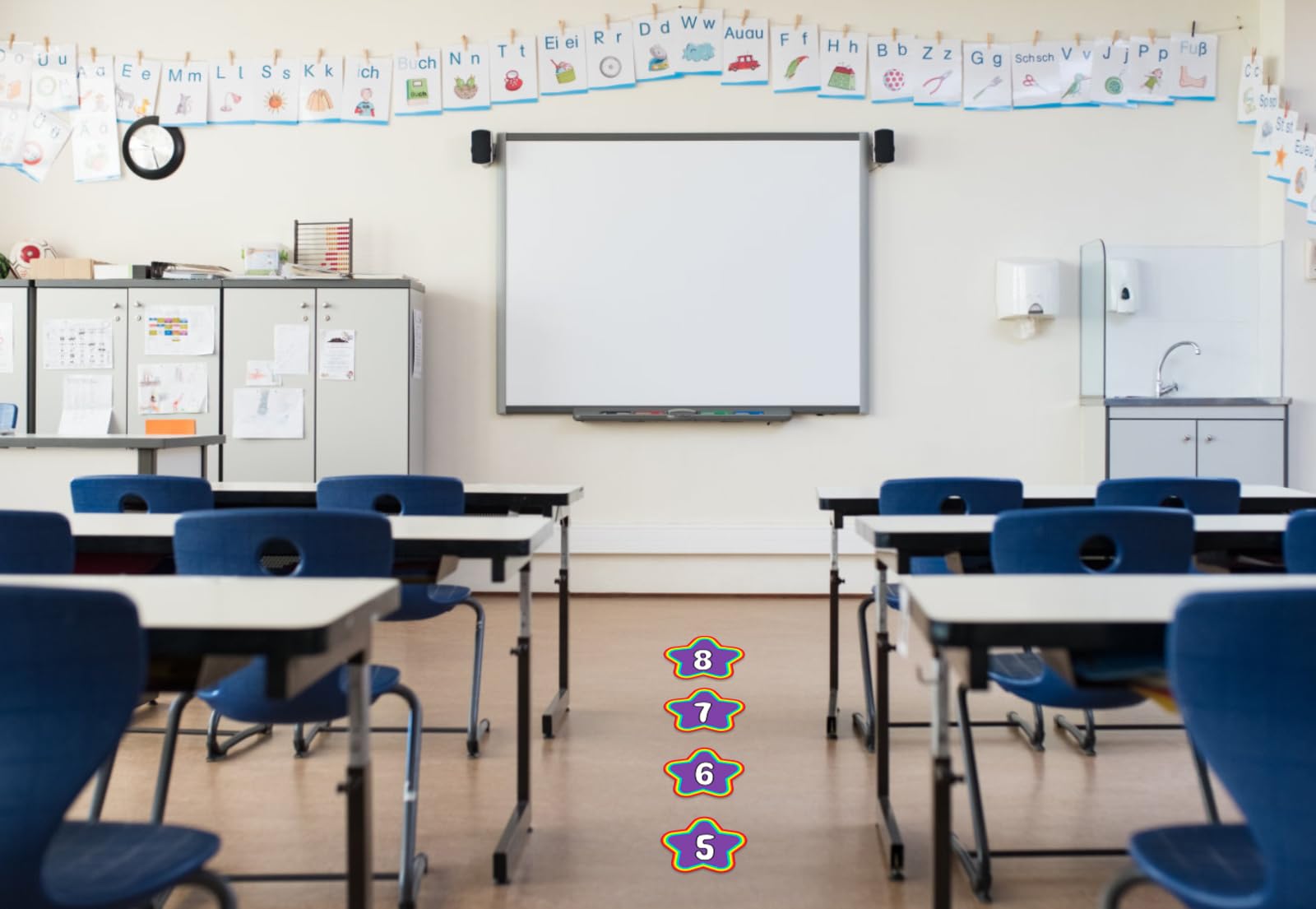 WaaHome Line Up Spots for Classroom Floor - 36pcs 4" Removable Vinyl Dots Number Stickers - Teacher Supplies and Decorations