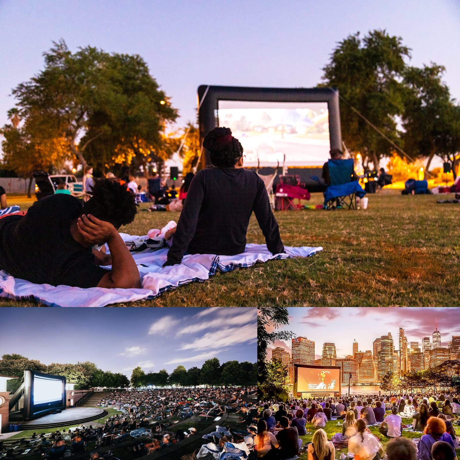staelea 21ft Inflatable Projector Movie Screen for Outside and Indoor Theater Projector Screen,Supports Front and Rear Projection,Includes a Powerful Fan, Strapping, Repair Kit and Storage Bag