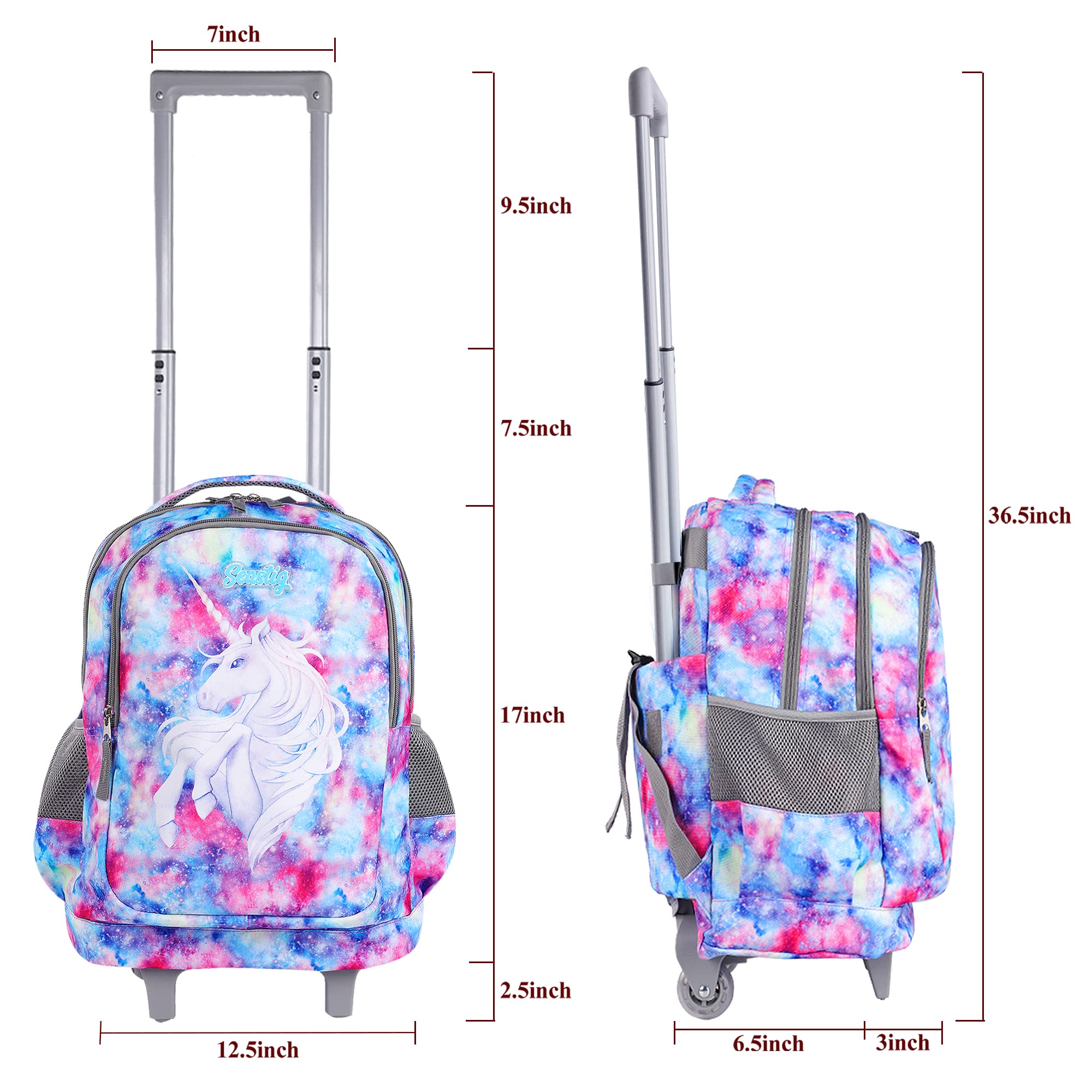 seastig Rolling Backpack for Kids Wheeled Backpack 18in Double Handle Backpack with Wheels