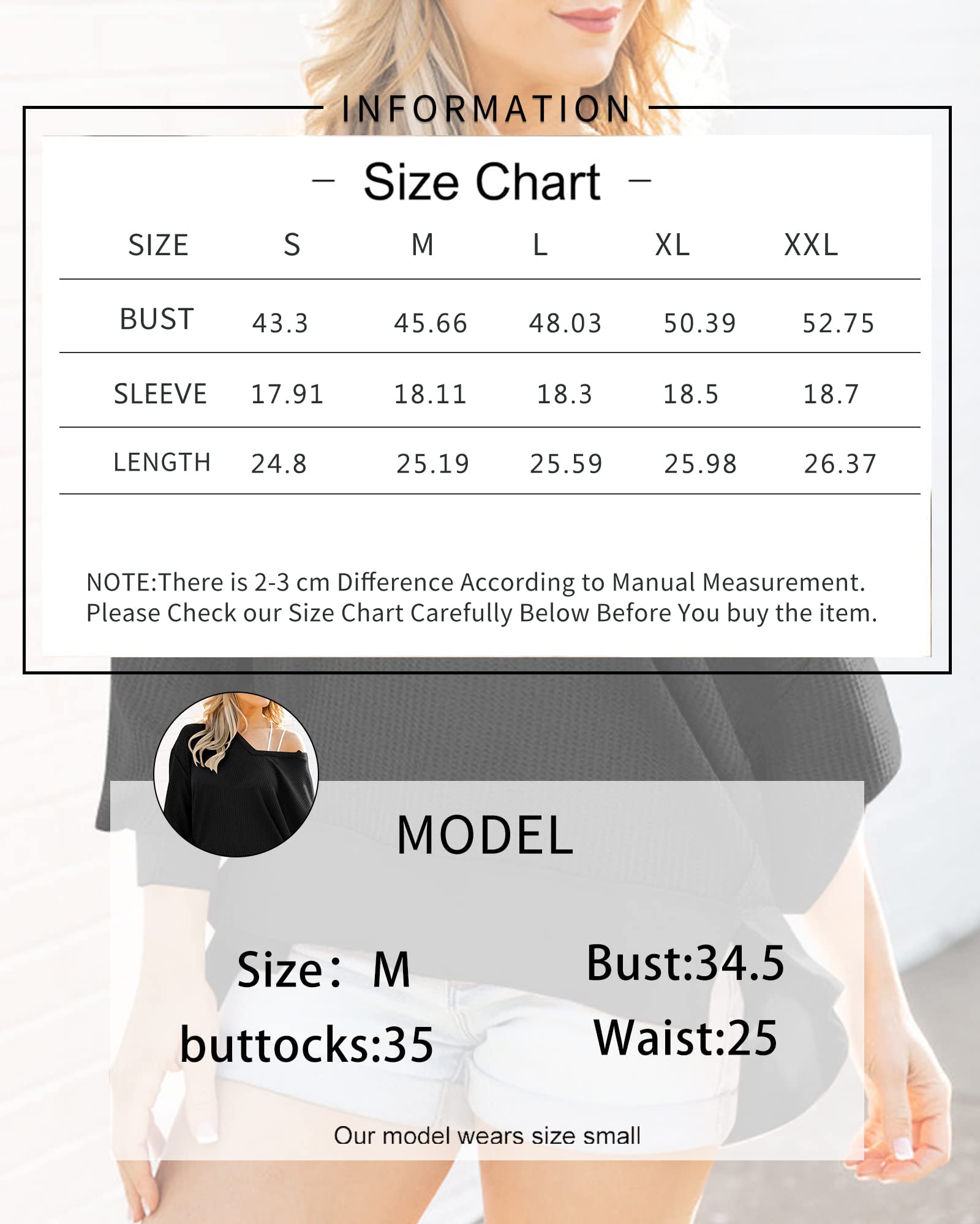 ASTANFY Womens Long Sleeve Sweatshirts Waffle Knit Shirts V Neck Solid Color Pullover Casual Loose Fit Tunic Tops