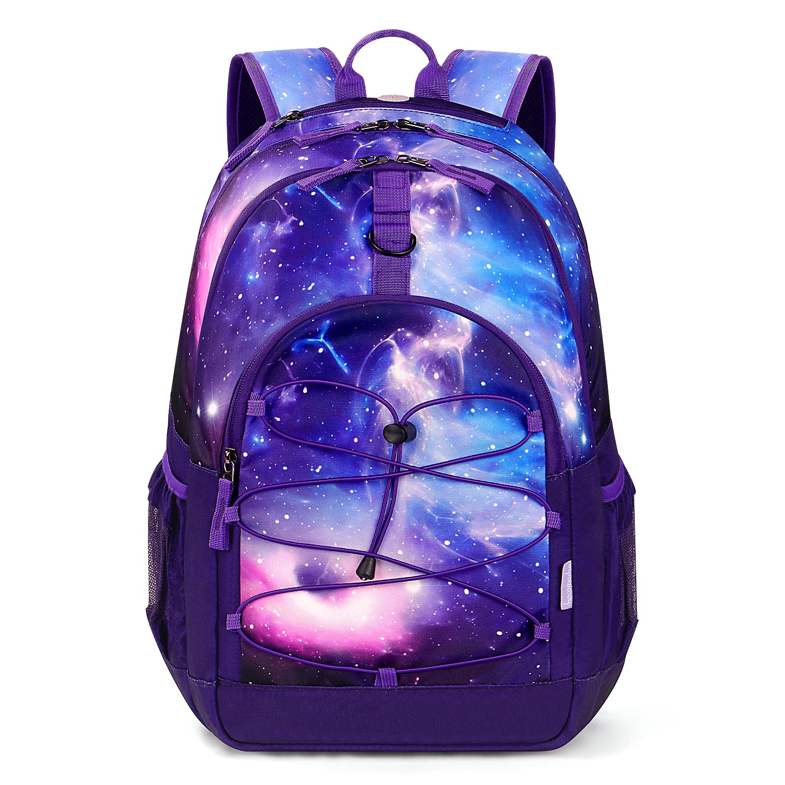 Choco Mocha Purple Backpack for Teen Girls, Travel School Backpack for Girls Middle School Large Bookbag 18 Inch, Galaxy