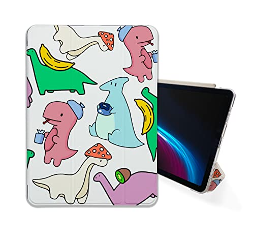 Cute Dino Kid Colorful case Compatible with iPad Mini Air Pro 7.9 8.3 9.7 10.2 10.9 11 12.9 inch Pattern Cover New 2022 2021 Trifold Stand 3 4 5 6 7 8 9 Generation 563 (12.9 Pro 3/4/5 gen)