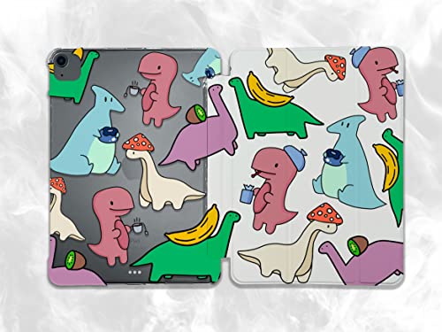 Cute Dino Kid Colorful case Compatible with iPad Mini Air Pro 7.9 8.3 9.7 10.2 10.9 11 12.9 inch Pattern Cover New 2022 2021 Trifold Stand 3 4 5 6 7 8 9 Generation 563 (12.9 Pro 3/4/5 gen)