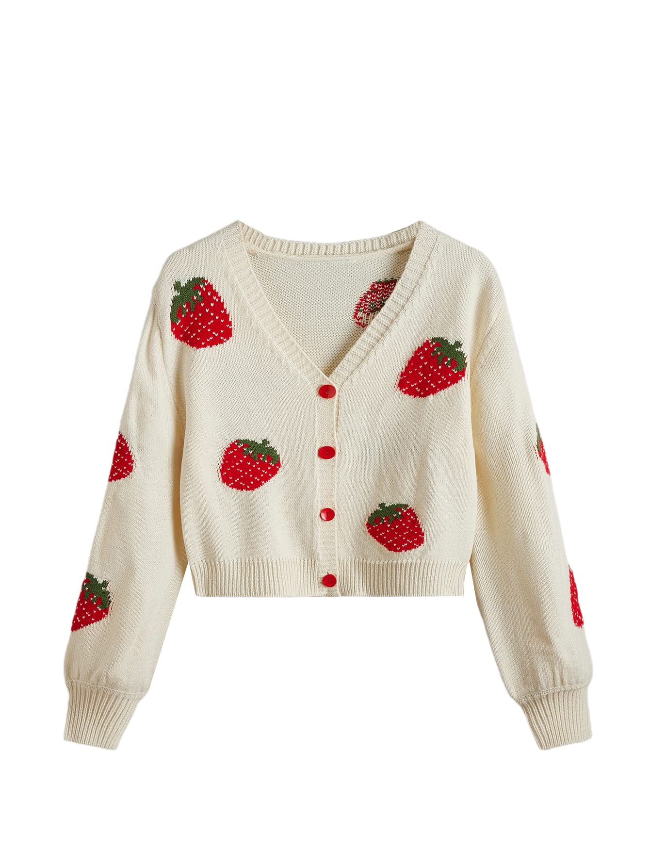 Verdusa Girl's Long Sleeve Drop Shoulder Knit Button Up Cardigan Sweater Beige 10Y