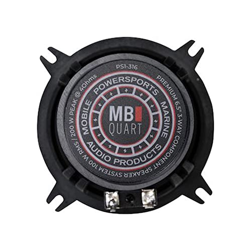 MB Quart PS1-316 Premium 6.5 Inch 400 Watt 4 Ohms 3 Way Component Network Control Mobile Speaker Car Audio Systems, Grills Included, Black (2 Pack)