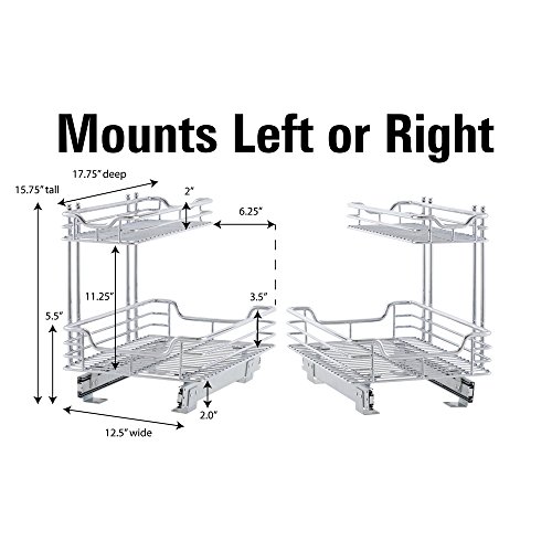 Household Essentials C21221-1 Glidez 2-Tier Sliding Cabinet Organizer, 11.5" Wide, Chrome & C26512-1 Glidez Under Sink Sliding Organizer | Pull Out Cabinet Shelf | Chrome | 12.5 Inches Wide