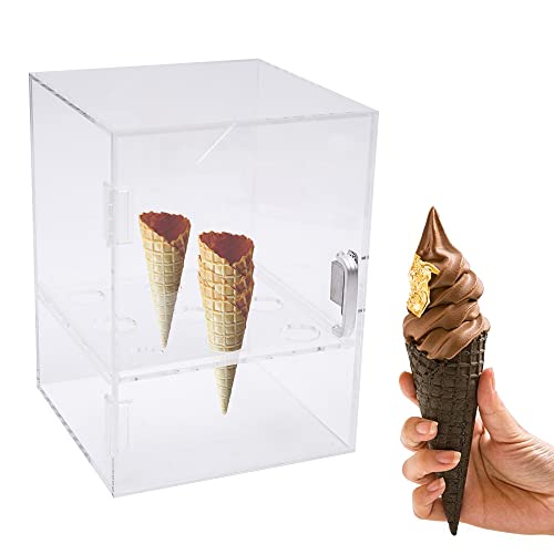 LYNICESHOP 9 Holes Ice Cream Cone Holder, Clear Acrylic Display Cabinet, Transparent Ice Cream Cone Bracket, Ice Cream Display Stand Holder for Dessert Shop and Ice Cream Fair