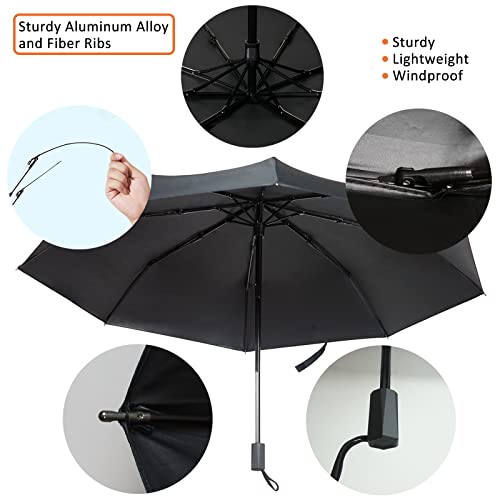 Chioee Lightweight Folding Umbrellas,Compact Manual Open/Close Super Water Repellent Travel Umbrella, UPF50+, Strong 8 Ribs Aluminum Alloy & Fiber Windproof Frame
