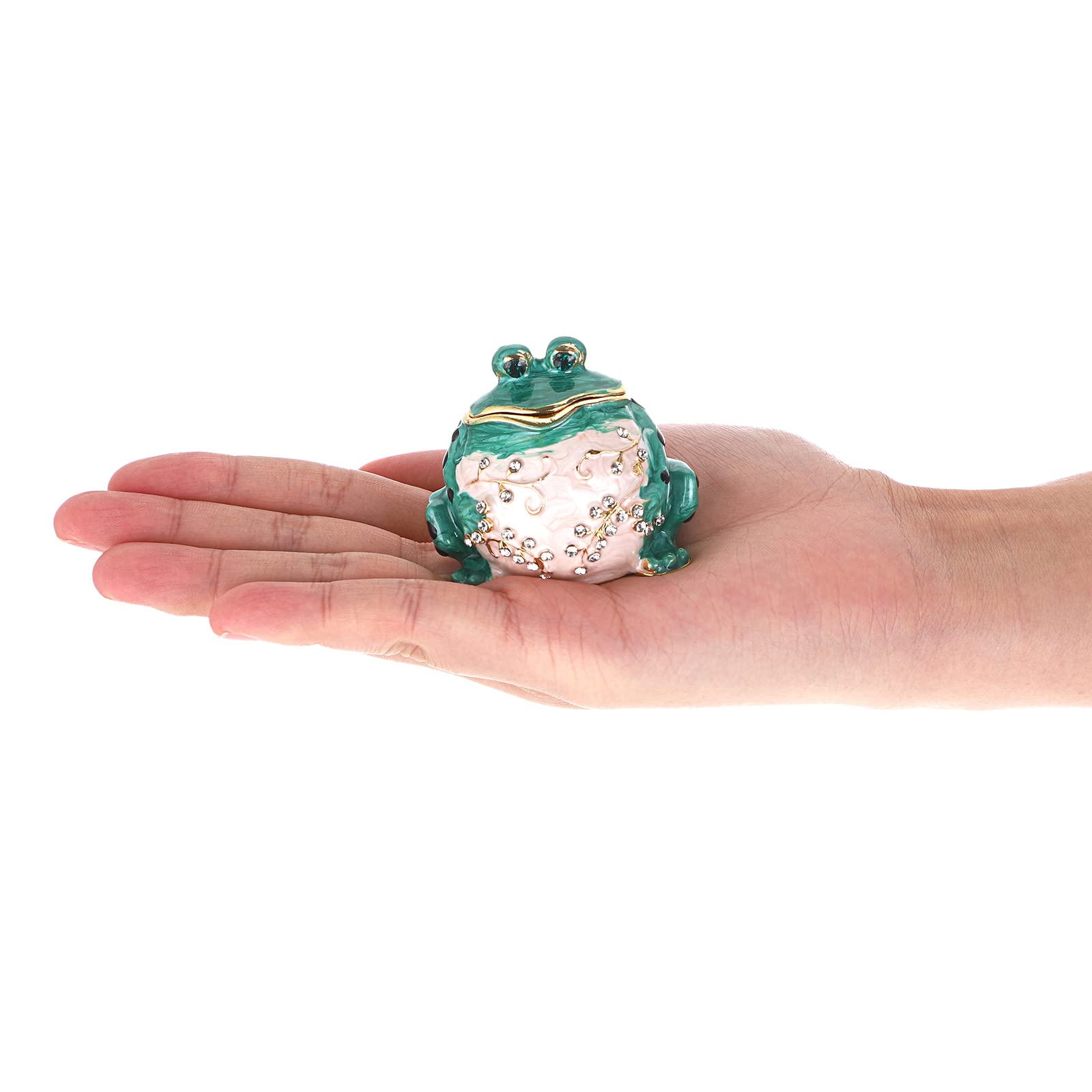 ELLDOO Mini Frog Trinket Box, Metal Enameled Decorative Box Ring Earrings Jewelry Organizer, Figurine Collectable Keepsake Home Decor