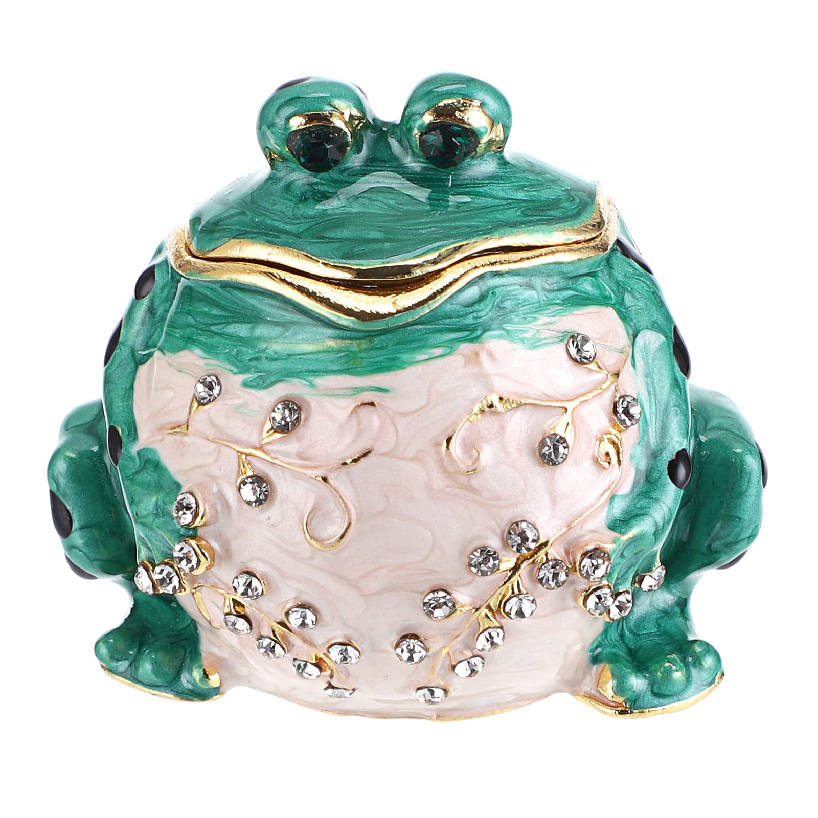 ELLDOO Mini Frog Trinket Box, Metal Enameled Decorative Box Ring Earrings Jewelry Organizer, Figurine Collectable Keepsake Home Decor