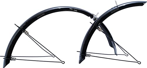 RITEWAY Bicycle Fender, Double Stay Cloth Bike Full Fender, Mud Flap, Front and Rear Set, for 20 Inches (ETRTO406/451), Width 2.4 inches (60 mm), Gloss Black
