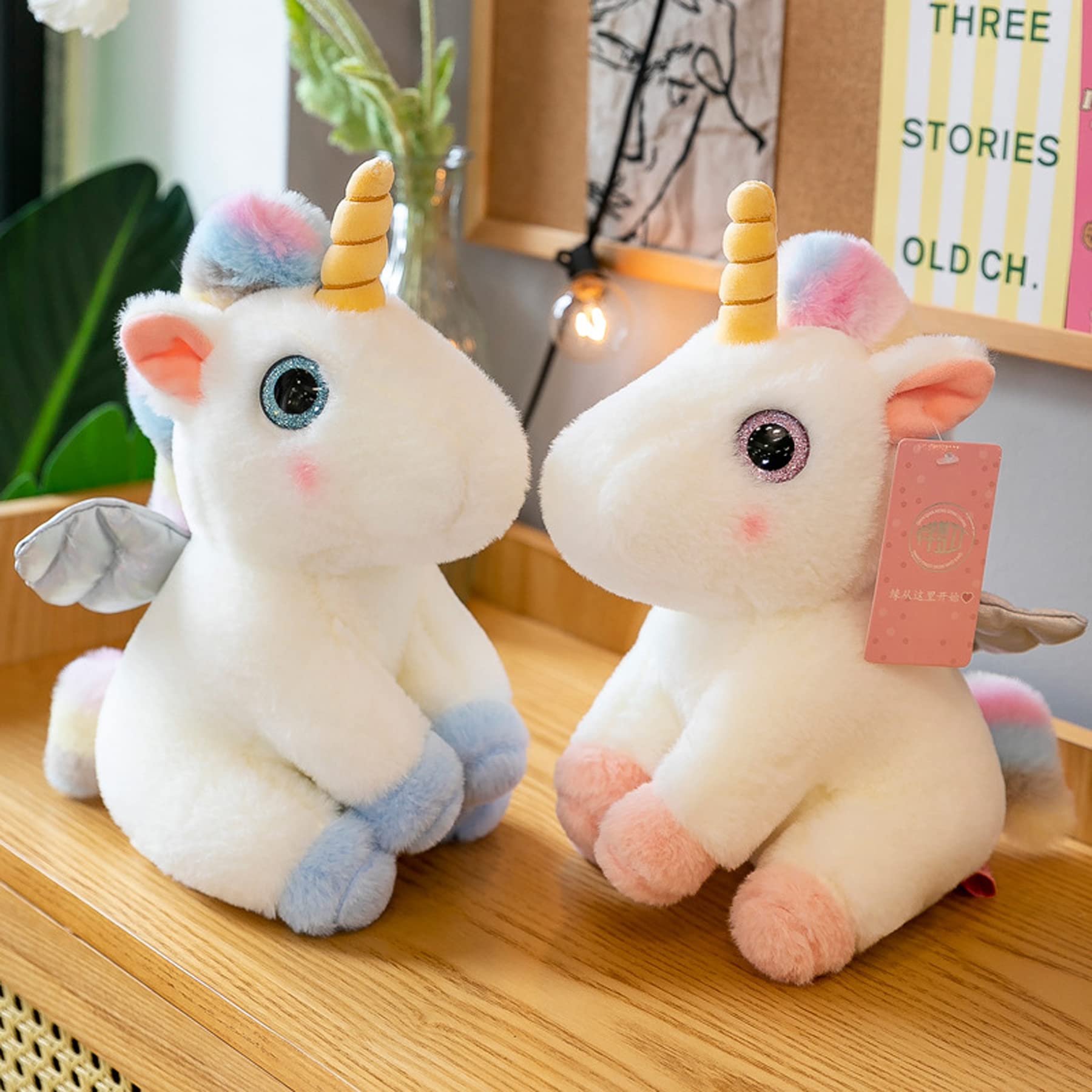 Ruzucoda Plush Unicorn Stuffed Animals with Wings Furry Plushies Unicorns Toys Dolls Decorations 10 Inches (Blue)