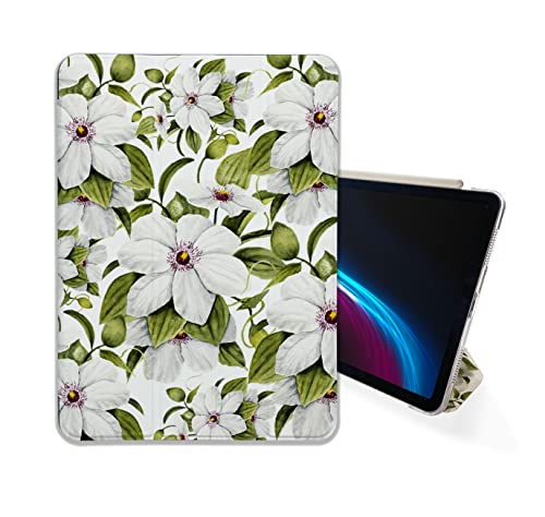Kawaii White Flowers Cute Art case Compatible with iPad Mini Air Pro 7.9 8.3 9.7 10.2 10.9 11 12.9 inch Pattern Cover New 2022 2021 Trifold Stand 3 4 5 6 7 8 9 Generation 480 (10.9" Air 4)